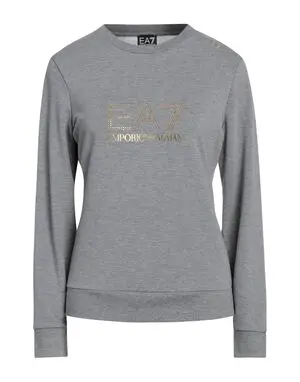 EA7 French Terry Sweatshirt With Appliqués - Light Grey