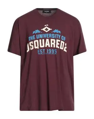 Dsquared2 Man T-shirt White Size S Cotton Maroon