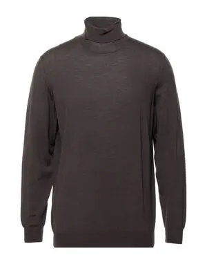 DRUMOHR Turtleneck Light Super 140s Wool Knit Dark Brown