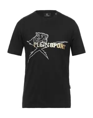 PLEIN SPORT Man T-shirt Grey Size S Cotton Black