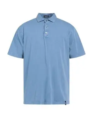 DRUMOHR Man Polo Shirt Navy Size Xl Cotton Pastel Blue