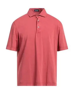 DRUMOHR Man Polo Shirt Navy Size Xl Cotton Red