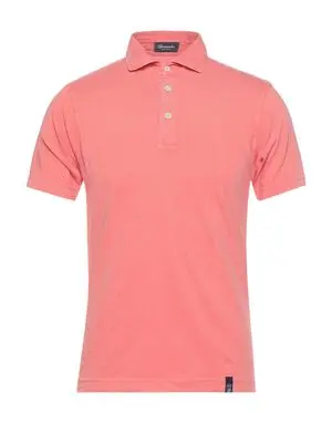 DRUMOHR Man Polo Shirt Navy Size Xl Cotton Salmon Pink