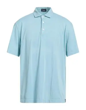 DRUMOHR Man Polo Shirt Navy Size Xl Cotton Sky Blue