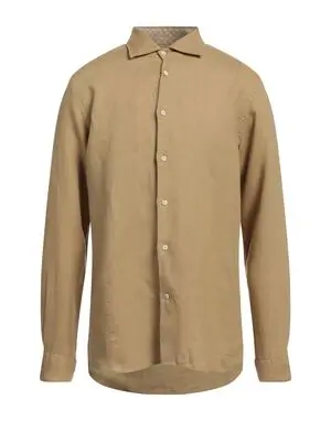 DRUMOHR Man Shirt Light Green Size M Linen Camel