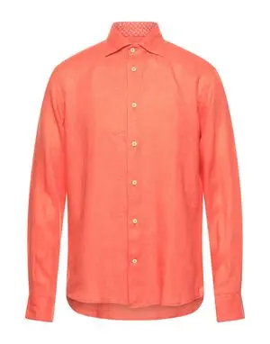 DRUMOHR Man Shirt Light Green Size M Linen Orange