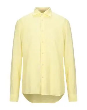 DRUMOHR Man Shirt Light Green Size M Linen Yellow