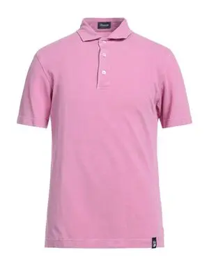 DRUMOHR Man Polo Shirt Slate Blue Size L Cotton Light Pink