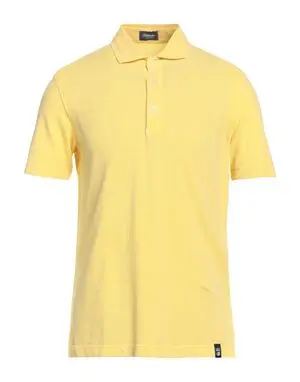 DRUMOHR Man Polo Shirt Slate Blue Size L Cotton Light Yellow