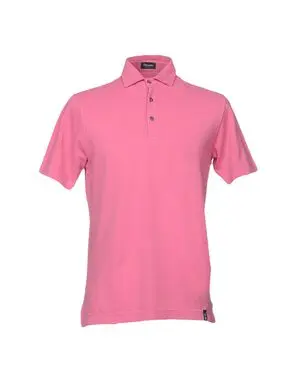 DRUMOHR Man Polo Shirt Slate Blue Size L Cotton Pastel Pink