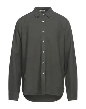 Crossley Man Shirt Light Grey Size M Linen Dark Brown