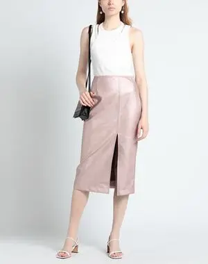 CIRCUS HOTEL Coated Flared Midi Skirt - Pink