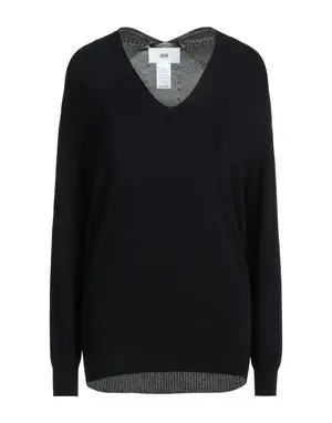 SOLOTRE Knitted V-neck Sweater - Black