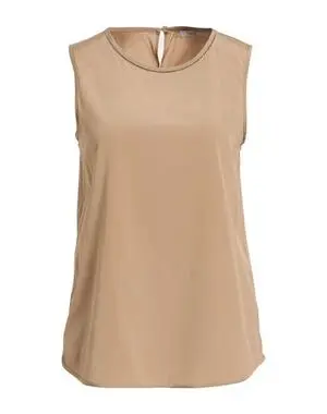 Peserico Top In Silk And Elastane - Camel