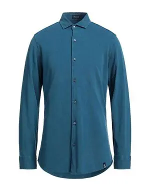 DRUMOHR Man Shirt Pastel Blue Size M Cotton Deep Jade
