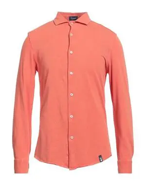 DRUMOHR Man Shirt Pastel Blue Size M Cotton Pink