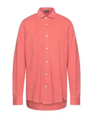 DRUMOHR Man Shirt Pastel Blue Size M Cotton Red