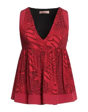 TWINSET Peplum Leopard-print Top - Red