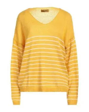 EBARRITO Striped V-neck Sweater - Yellow