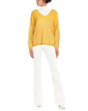 EBARRITO Striped V-neck Sweater - Yellow