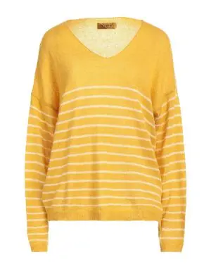 EBARRITO Striped V-neck Sweater - Yellow
