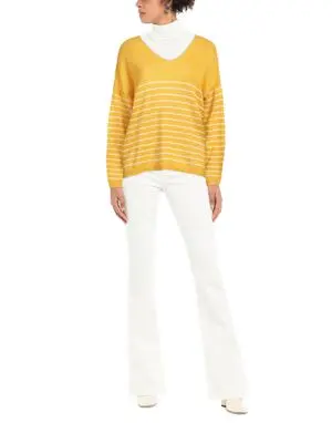 EBARRITO Striped V-neck Sweater - Yellow
