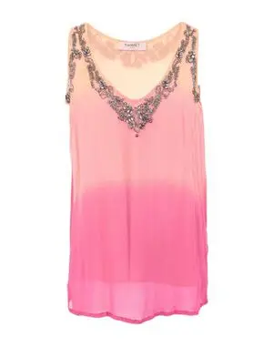TWINSET Tie-dyed Top With Crystal And Bead Embellishments - Coral