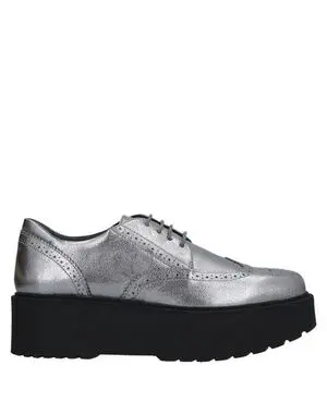 Hogan Leather Lace-up Platform Shoes - Silver