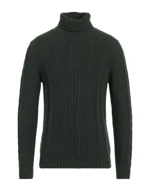 Alpha Studio Turtleneck Merino And Alpaca Wool Sweater Dark Green