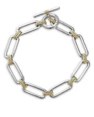 Lagos Signature Caviar Large Link Toggle Bracelet - Silver/gold