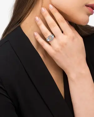Lagos Sterling Caviar Spark Diamond Circle Bead Ring
