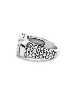 Lagos Sterling Caviar Spark Diamond Circle Bead Ring