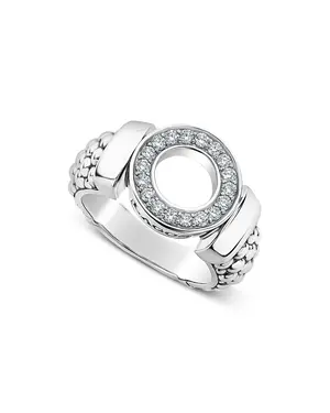 Lagos Sterling Caviar Spark Diamond Circle Bead Ring