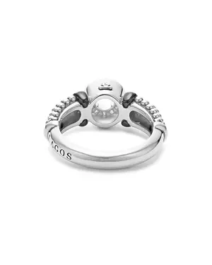 Lagos Sterling Silver, Black Caviar Ceramic, And Diamond Circle Bead Ring - Silver/black