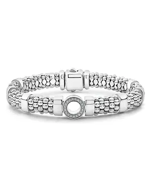 Lagos Sterling Caviar Spark Diamond Circle Link Bracelet - Silver