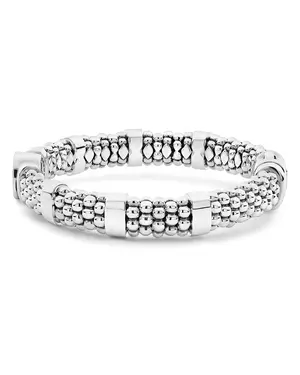 Lagos Sterling Caviar Spark Diamond Circle Link Bracelet