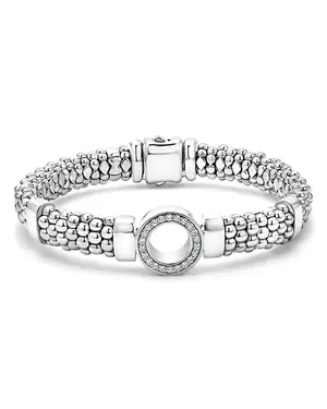 Lagos Sterling Caviar Spark Diamond Circle Link Bracelet - Silver