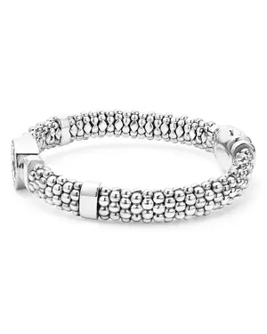 Lagos Sterling Caviar Spark Diamond Circle Link Bracelet