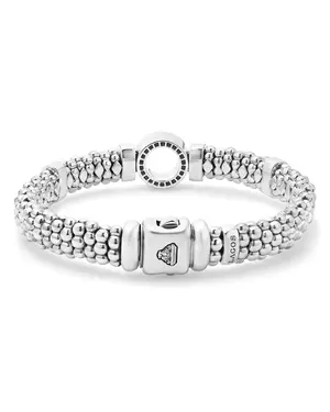 Lagos Sterling Caviar Spark Diamond Circle Link Bracelet