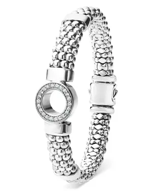 Lagos Sterling Caviar Spark Diamond Circle Link Bracelet