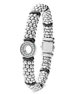 Lagos Sterling Black Caviar Ceramic & Diamond Bracelet