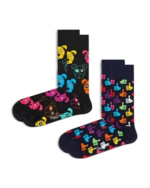 Happy Socks Classic Dog Crew Socks Pack Of 2 - Assortment