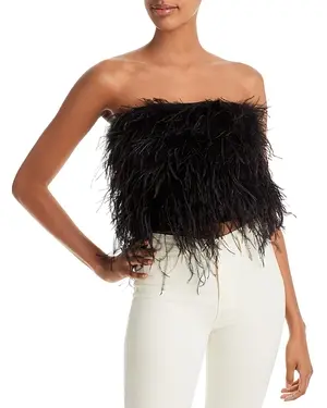 LUCY PARIS Milly Feather Top - Black
