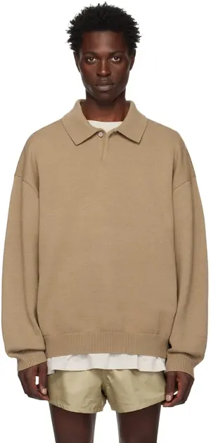 Fear Of God Fear Of God ESSENTIALS Tan Polyester Polo - Oak