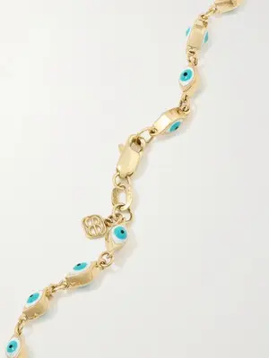 SYDNEY EVAN Mini Evil Eye 14-karat And Enamel Anklet
