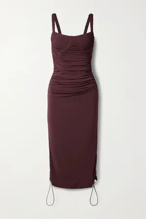 DION LEE Doric Gathered Stretch-jersey Midi Dress