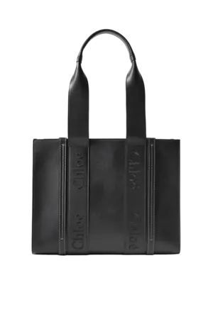 Chloé Woody Medium Leather Tote - Black