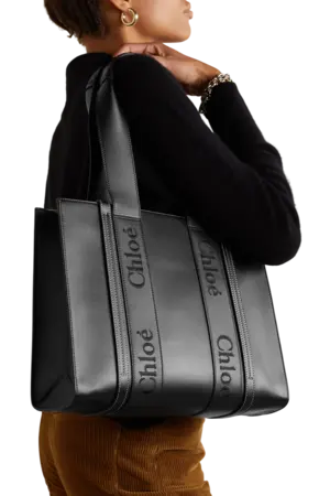 Chloé Woody Medium Leather Tote - Black