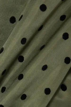 Batsheva Ruffled Polka-dot Flocked Satin-twill Pajama Set