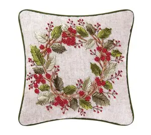 C&F HOME Berry Wreath Ribbon Art Pillow By - One-color